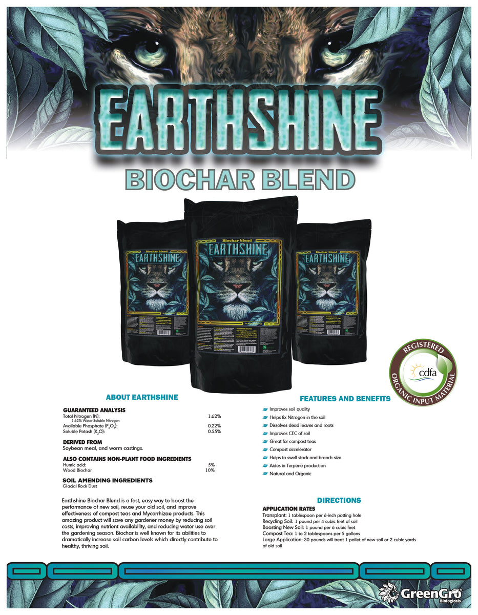 Green Gro Biologicals Earthshine Biochar & Humic Acid Blend/Activated ...